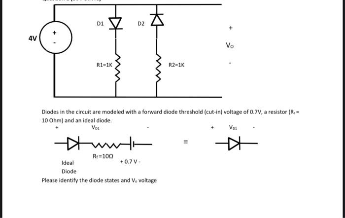 Solved Diodes in the circuit are modeled with a forward | Chegg.com