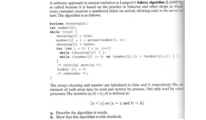 Solved A software approach to mutual exclusion is Lamport's | Chegg.com Solved A software approach to mutual exclusion is Lamport's | Chegg.com