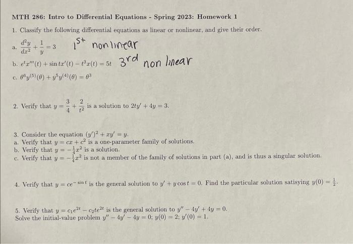 Solved MTH 286: Intro to Differential Equations - Spring | Chegg.com