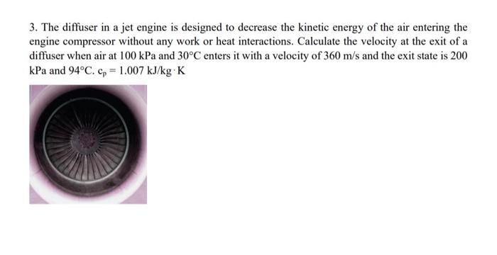 Solved 3. The diffuser in a jet engine is designed to | Chegg.com