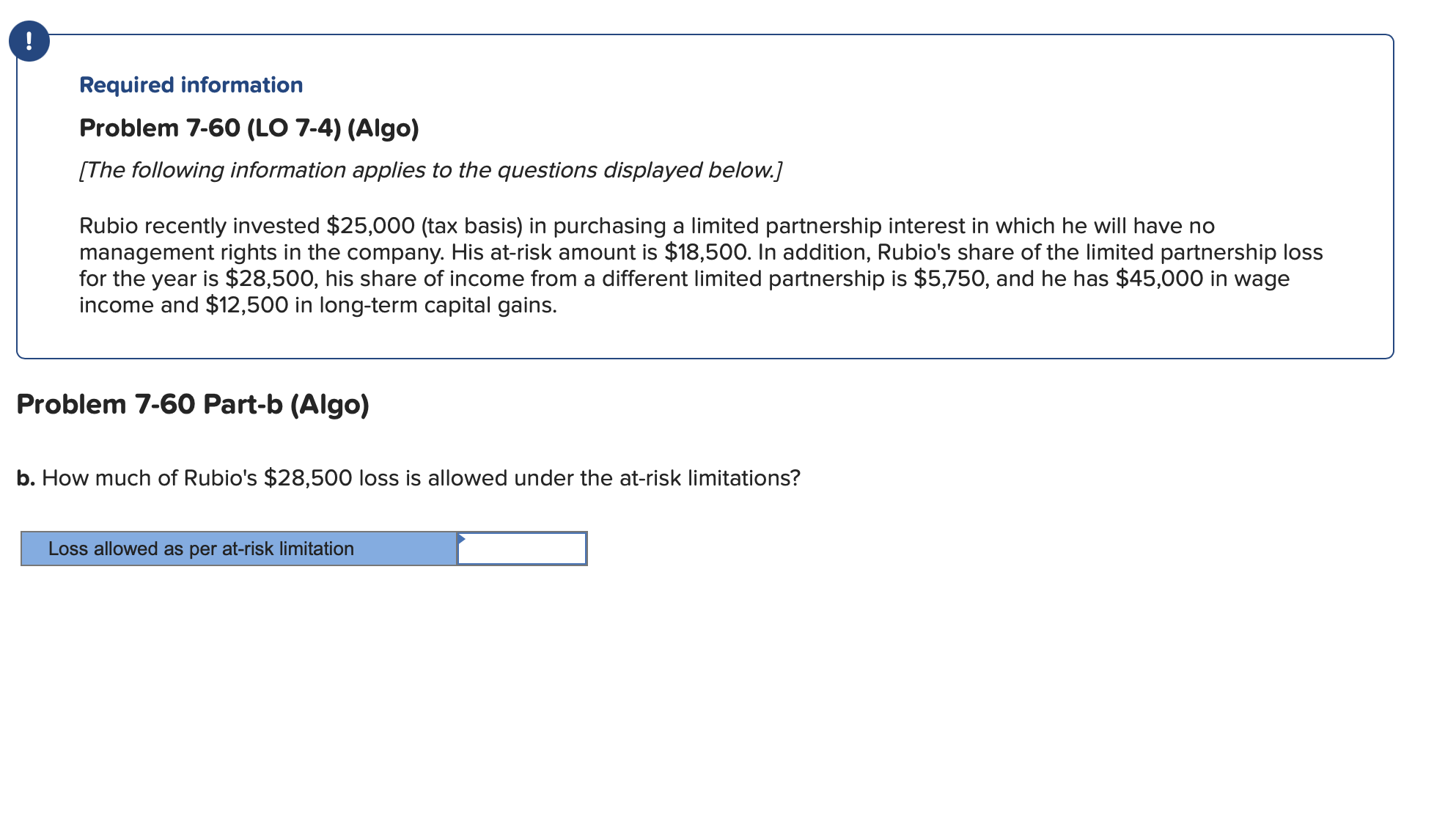 Solved Required informationProblem 7-60 (LO 7-4) (Algo)[The | Chegg.com