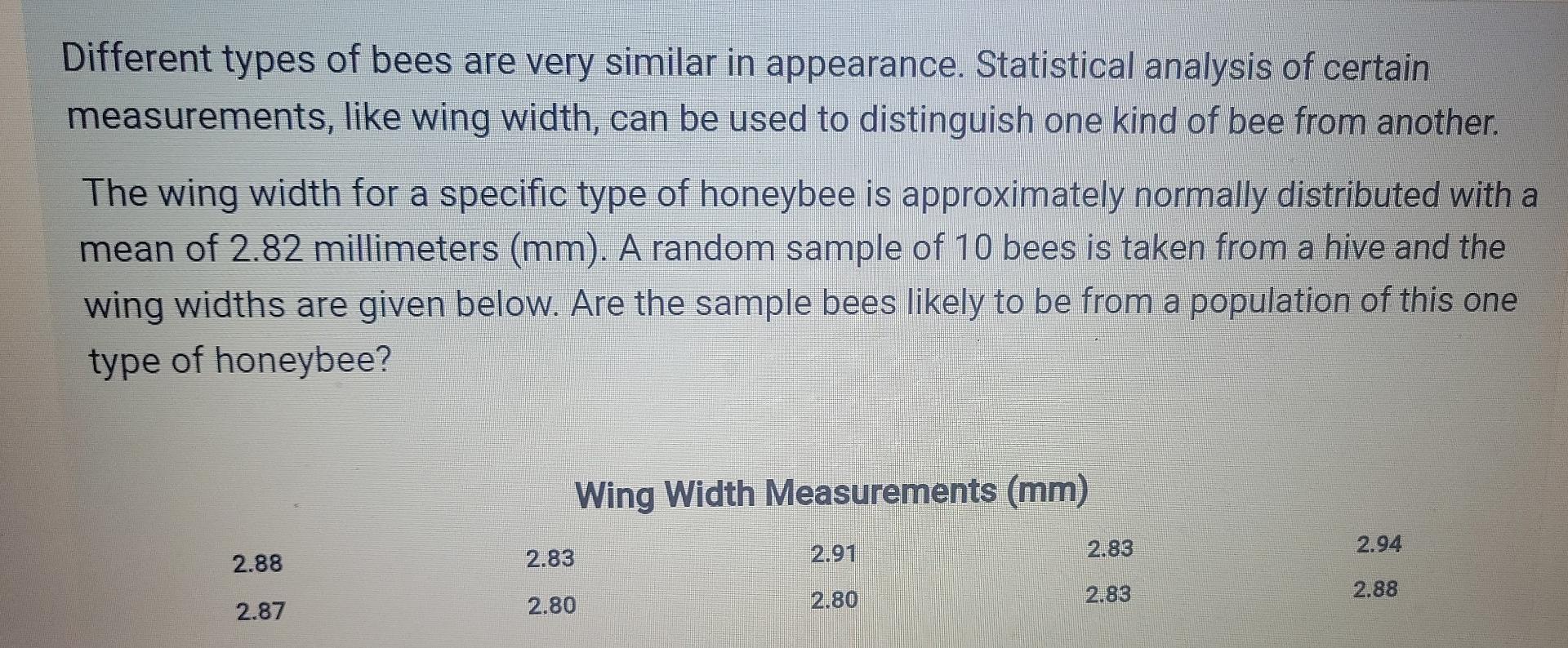 Solved Different types of bees are very similar in | Chegg.com