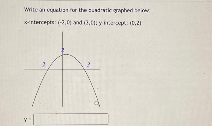 Solved Write an equation for the quadratic graphed below: | Chegg.com