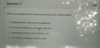 Solved Question 5Which description best characterizes the | Chegg.com