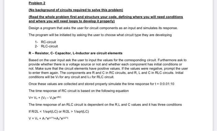 Solved Problem 2 (No background of circuits required to | Chegg.com