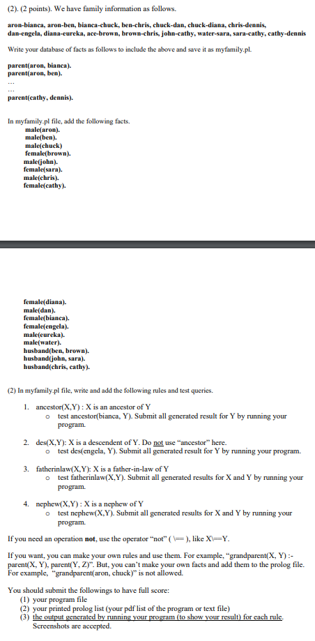 Solved (2). (2 ﻿points). ﻿We have family information as | Chegg.com