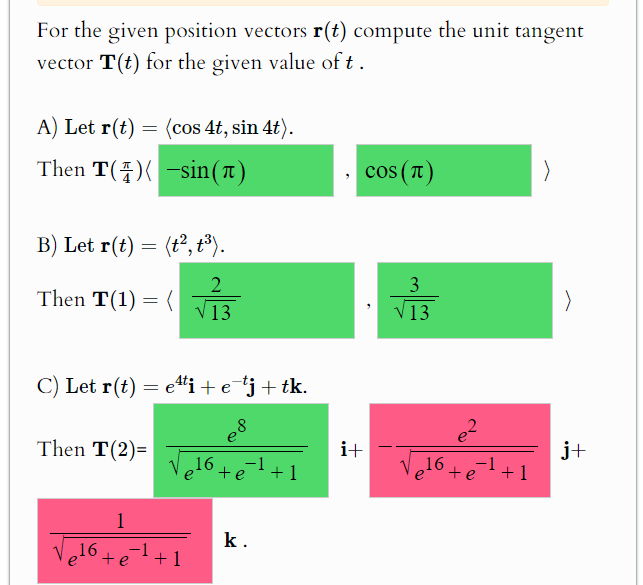Solved For the given position vectors r(t) ﻿compute the unit | Chegg.com