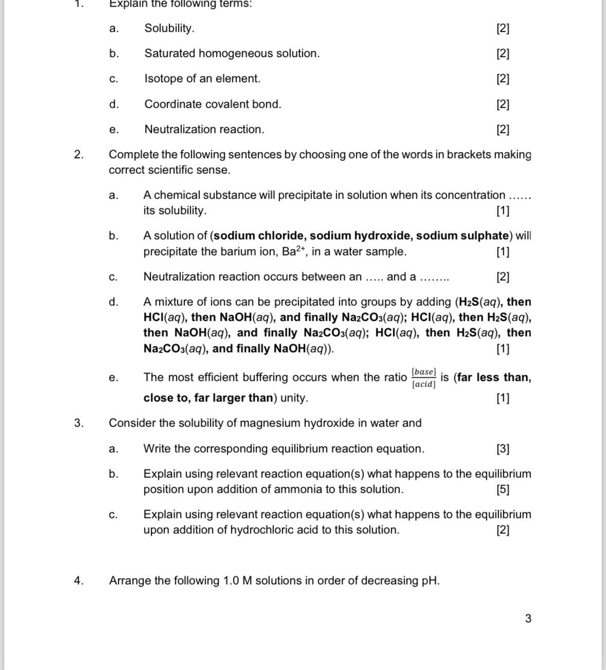Solved Explain the following terms:a. ﻿Solubility.[2]b. | Chegg.com