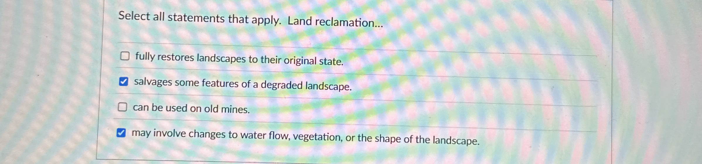 Solved Select all statements that apply. Land | Chegg.com