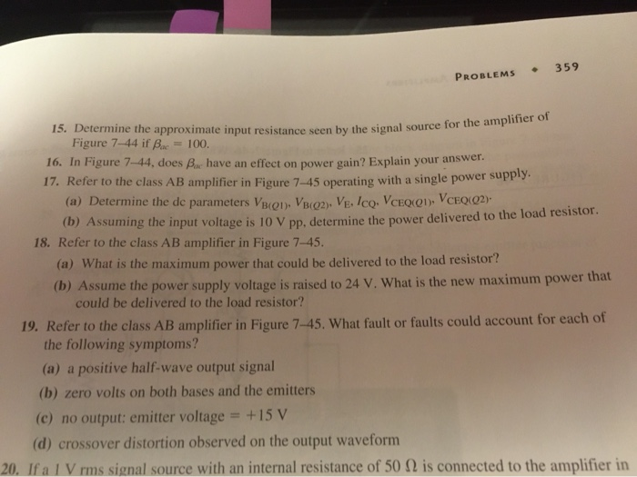 359 PROBLEMS 15. Determine the approximate input | Chegg.com