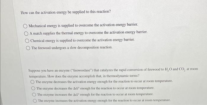Solved 10 of 15 Firewood is chemically unstable compared | Chegg.com