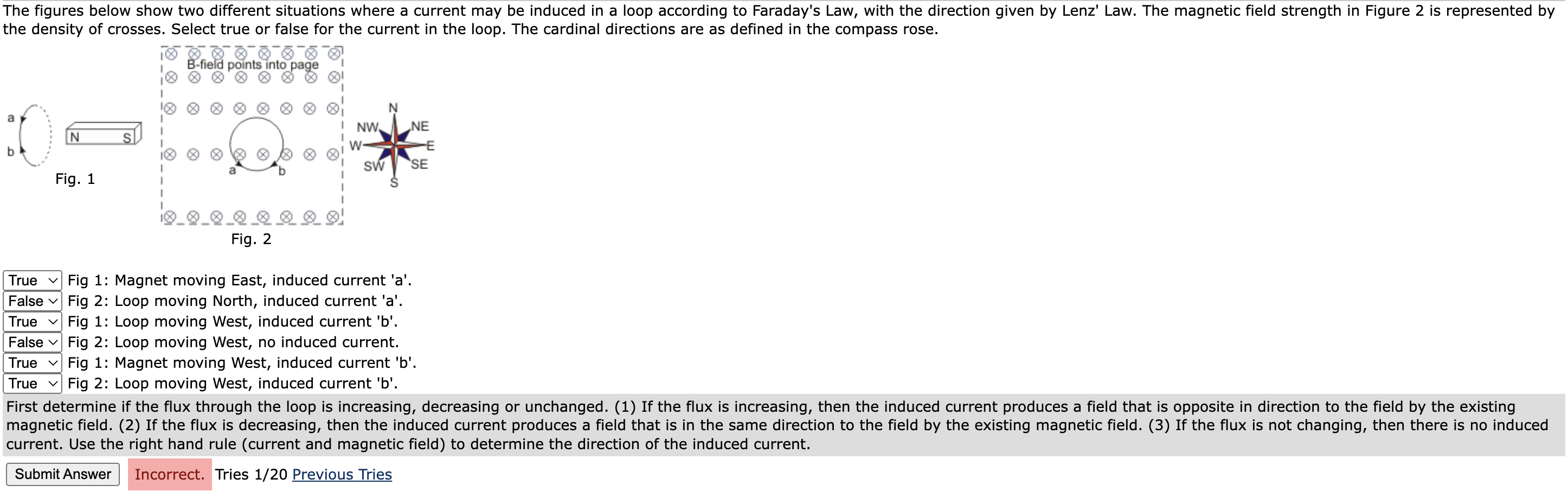 Solved True vv ﻿Fig 2: Loop moving West, induced current | Chegg.com