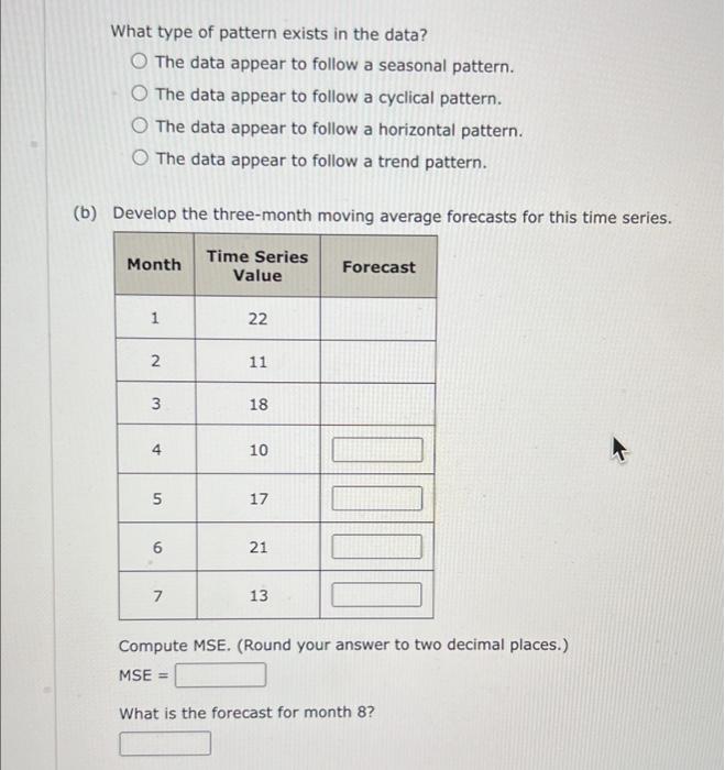 Solved Consider the following time series data. (a) | Chegg.com