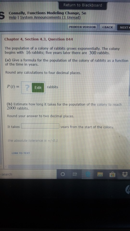 Solved Return to Blackboard s Connally, Functions Modeling | Chegg.com