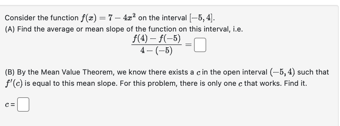 Solved Consider the function f(x)=7-4x2 ﻿on the interval | Chegg.com