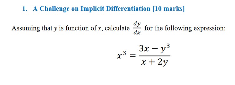 Solved A Challenge on Implicit Differentiation [10 | Chegg.com