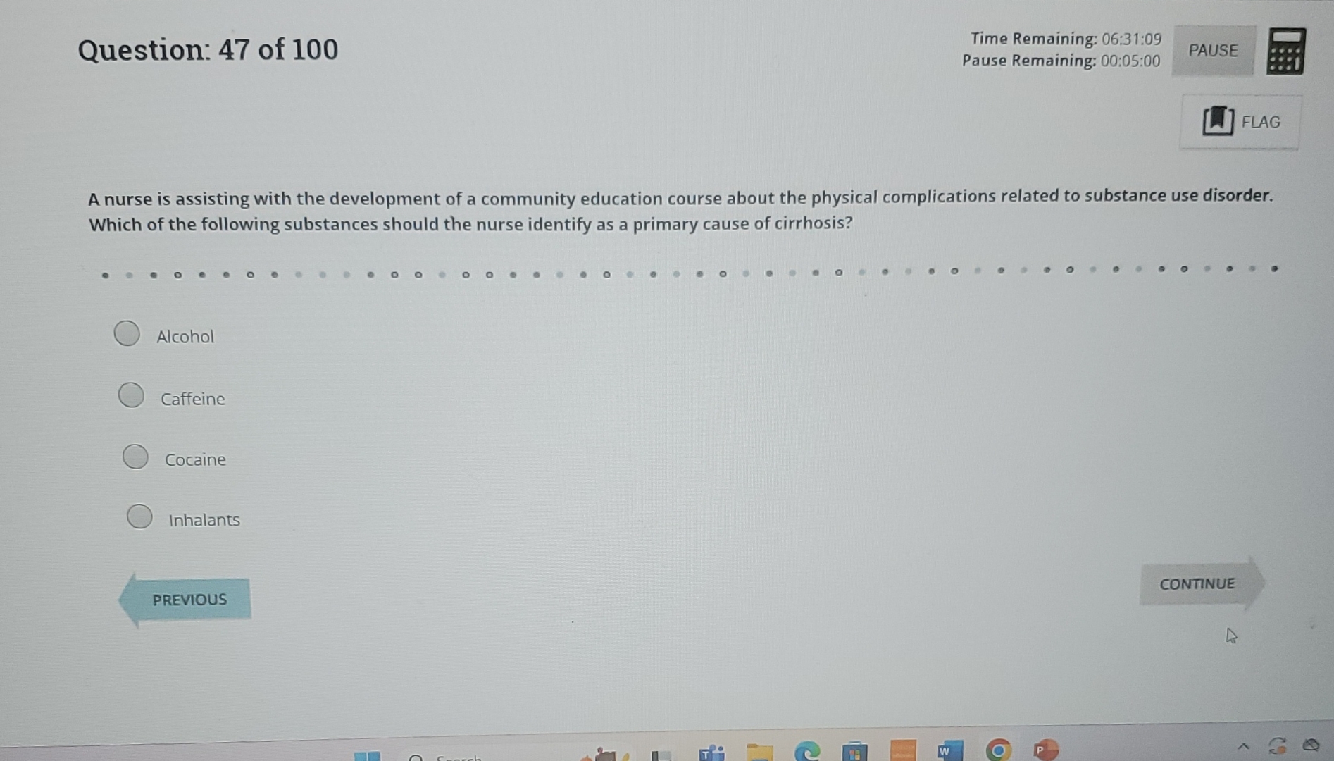 Solved Question: 47 ﻿of 100Time Remaining: 06:31:09Pause | Chegg.com