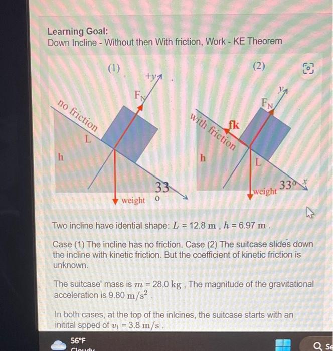 Solved Learning Goal: Down Incline - Without then With | Chegg.com