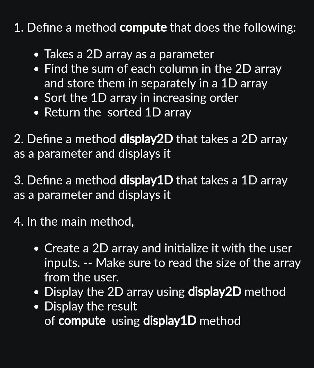 Solved 1. Define a method compute that does the following: - | Chegg.com