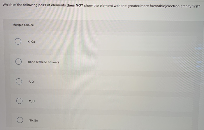 Solved Which of the following pairs of elements does NOT | Chegg.com