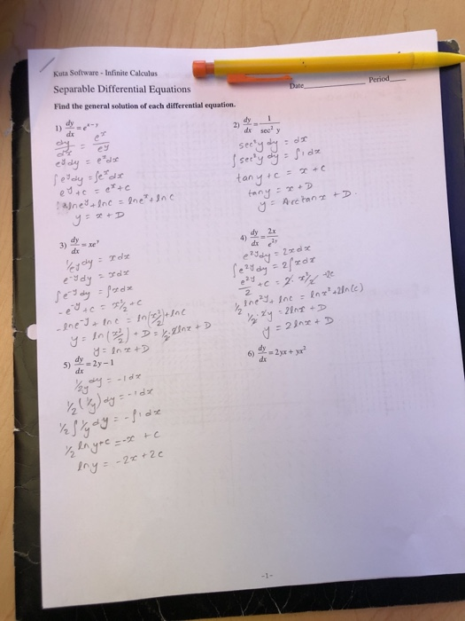 Solved Kuta Software- Infinite Calculus Separable | Chegg.com