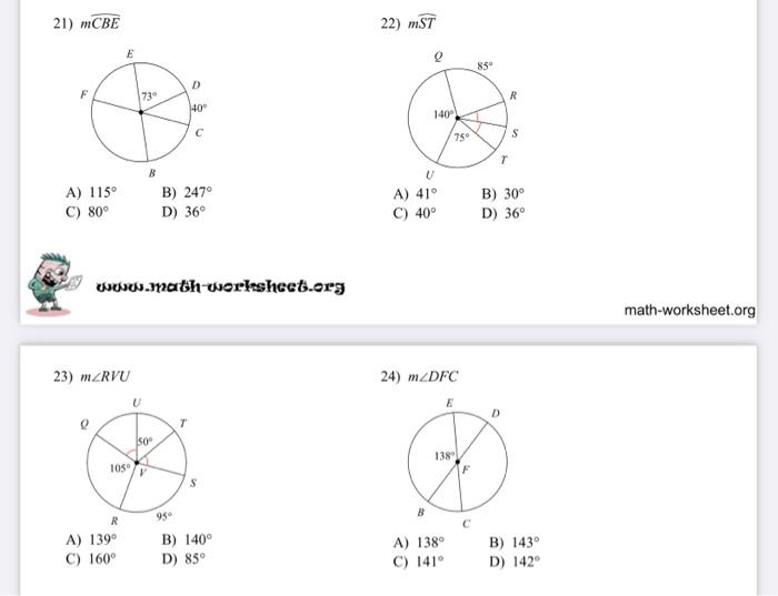 Solved (Find the measure of the arc or central angle | Chegg.com