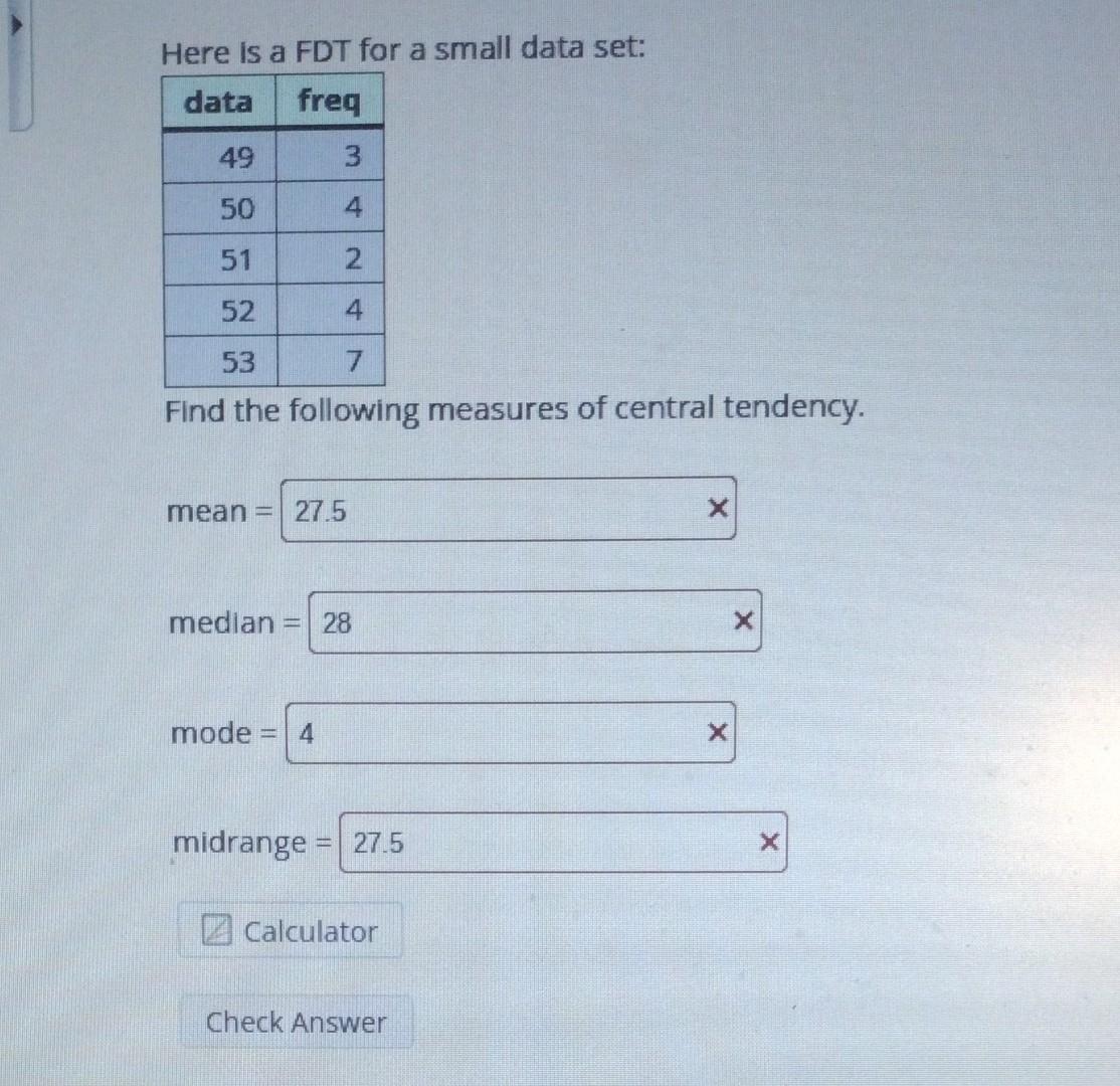 Solved Here is a FDT for a small data set: Find the | Chegg.com