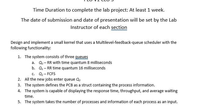 Solved Time Duration to complete the lab project: At least 1 | Chegg.com