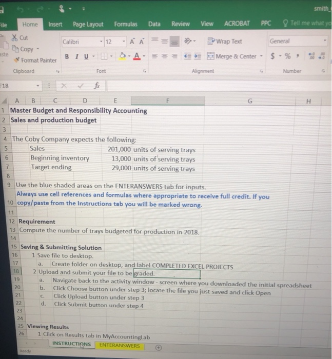 Solved smith File Home Insert Page Layout Formulas Data | Chegg.com