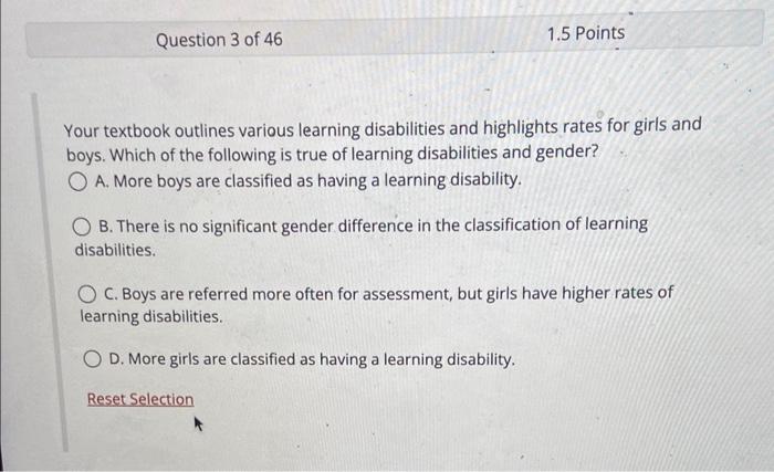 Solved Your textbook outlines various learning disabilities | Chegg.com