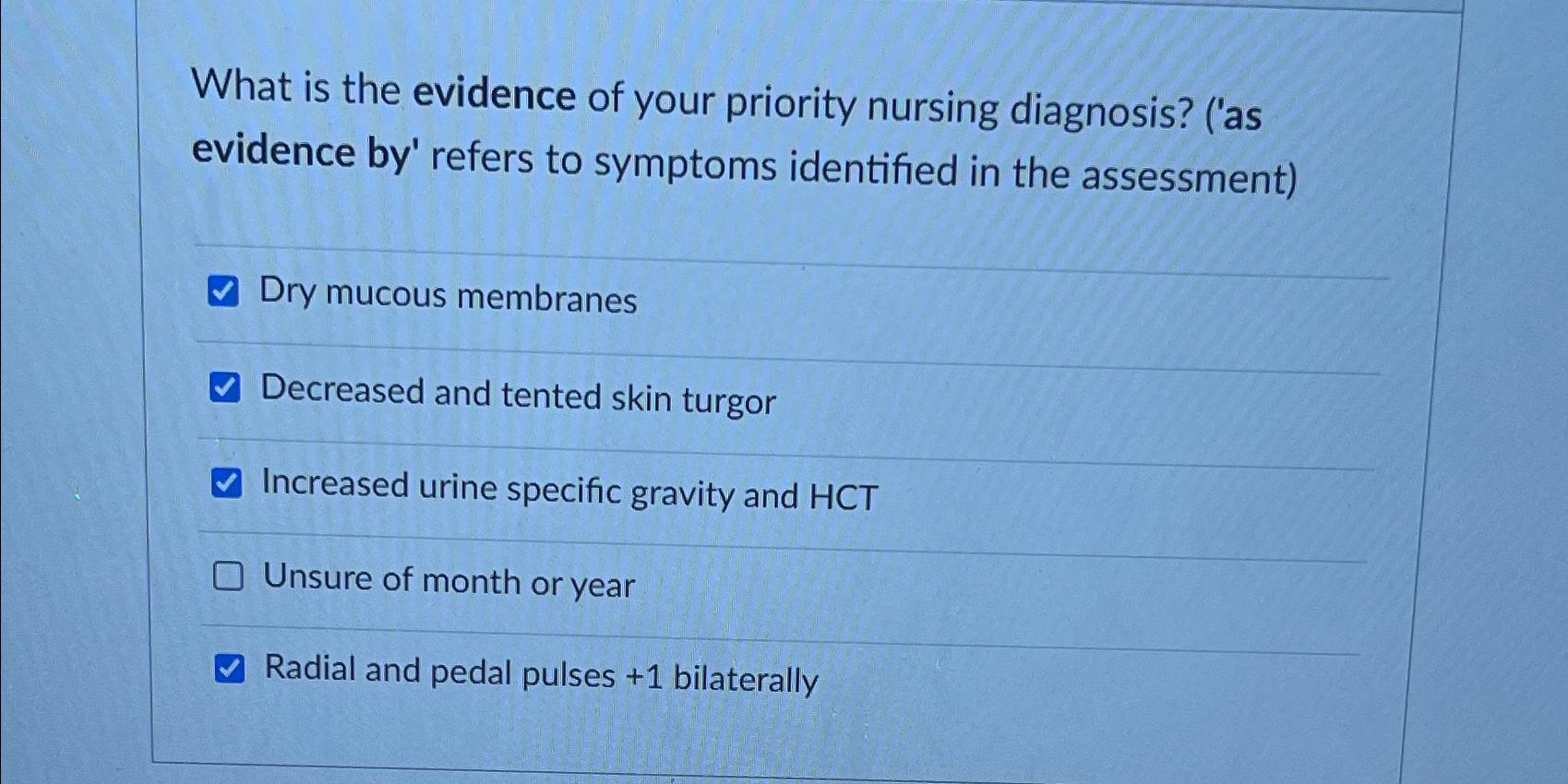 Solved What is the evidence of your priority nursing | Chegg.com