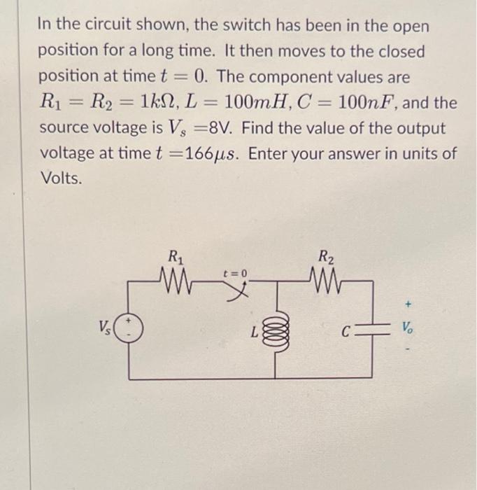 Solved In the circuit shown, the switch has been in the open | Chegg.com
