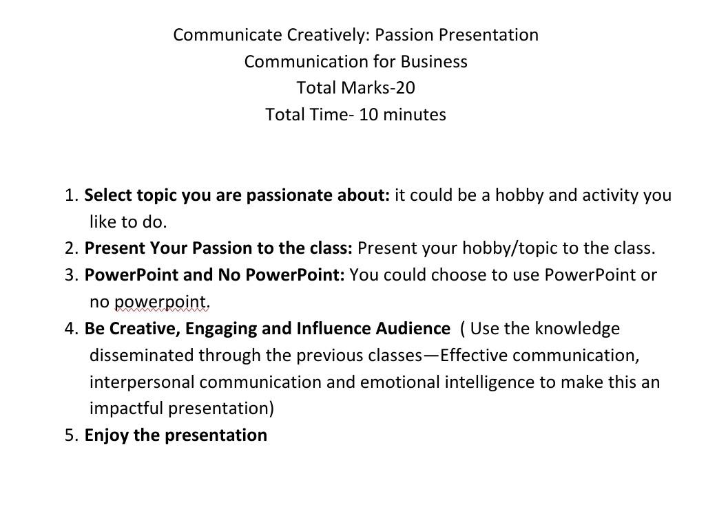 Communicate Creatively: Passion Presentation | Chegg.com