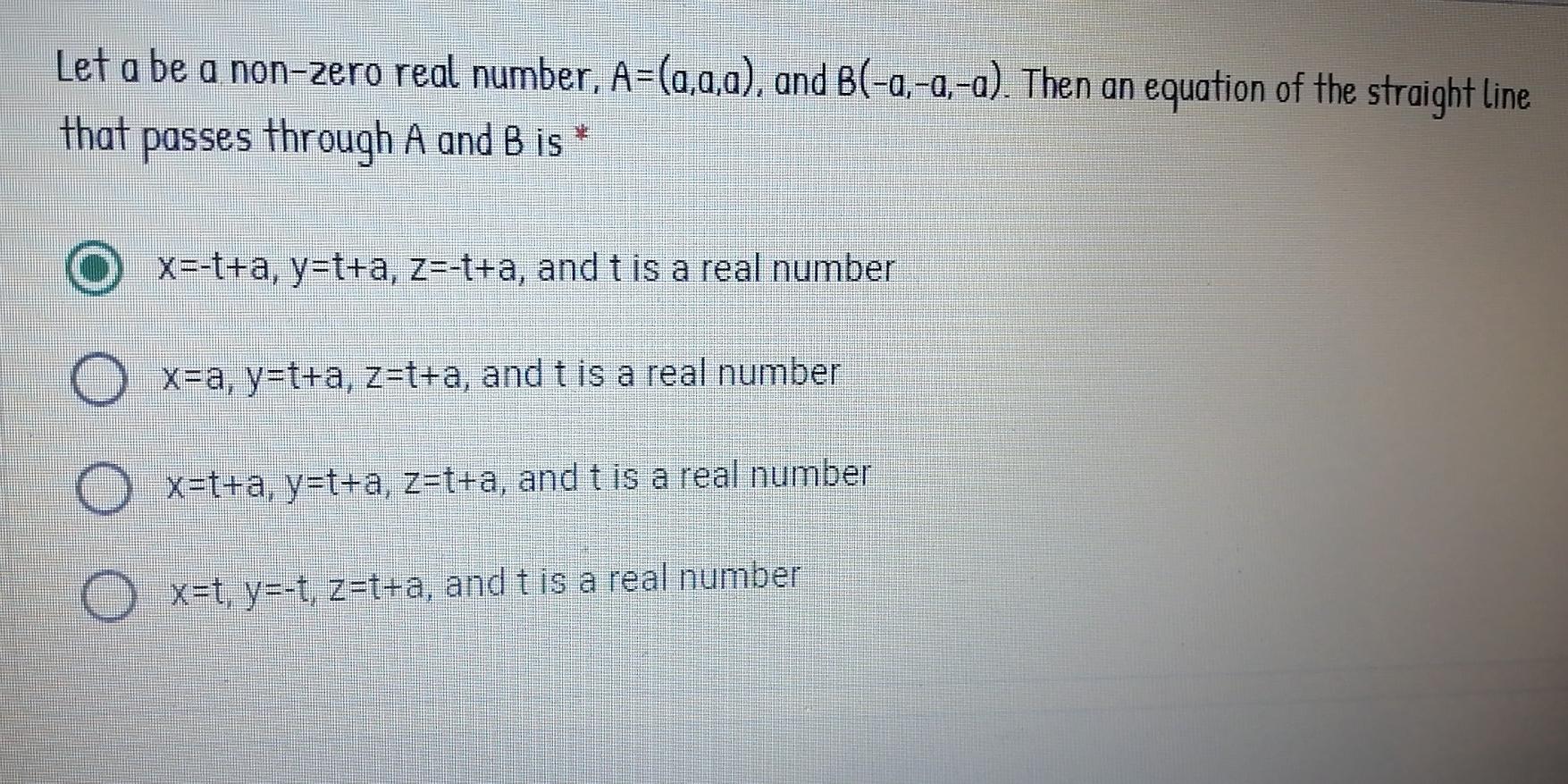 Solved Let a be a non-zero real number, A=(0,0,0), and | Chegg.com