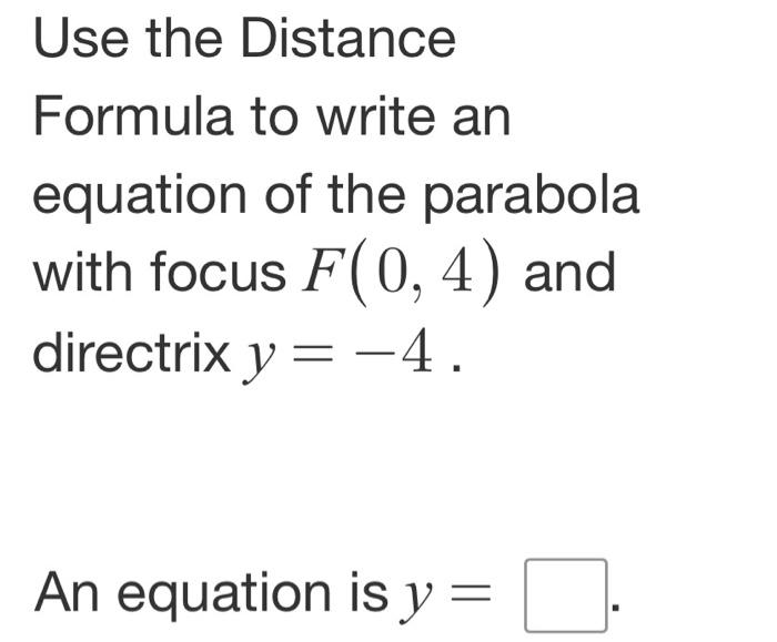 Solved Use the Distance Formula to write an equation of the | Chegg.com