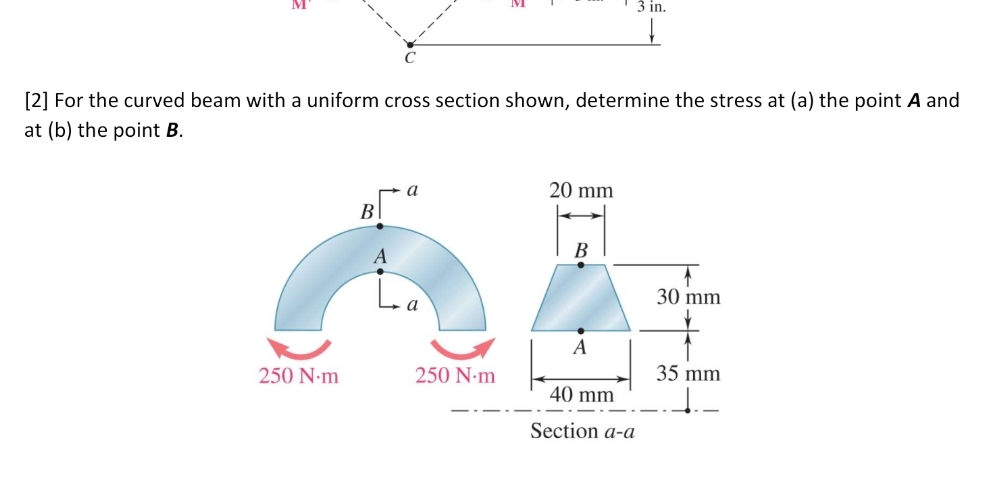 Solved [2] ﻿For the curved beam with a uniform cross section | Chegg.com
