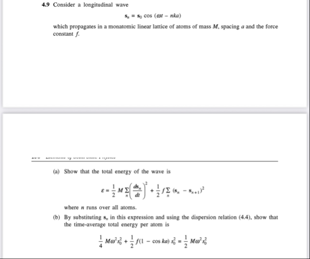 Solved 4.9 ﻿Consider a longitudinal | Chegg.com
