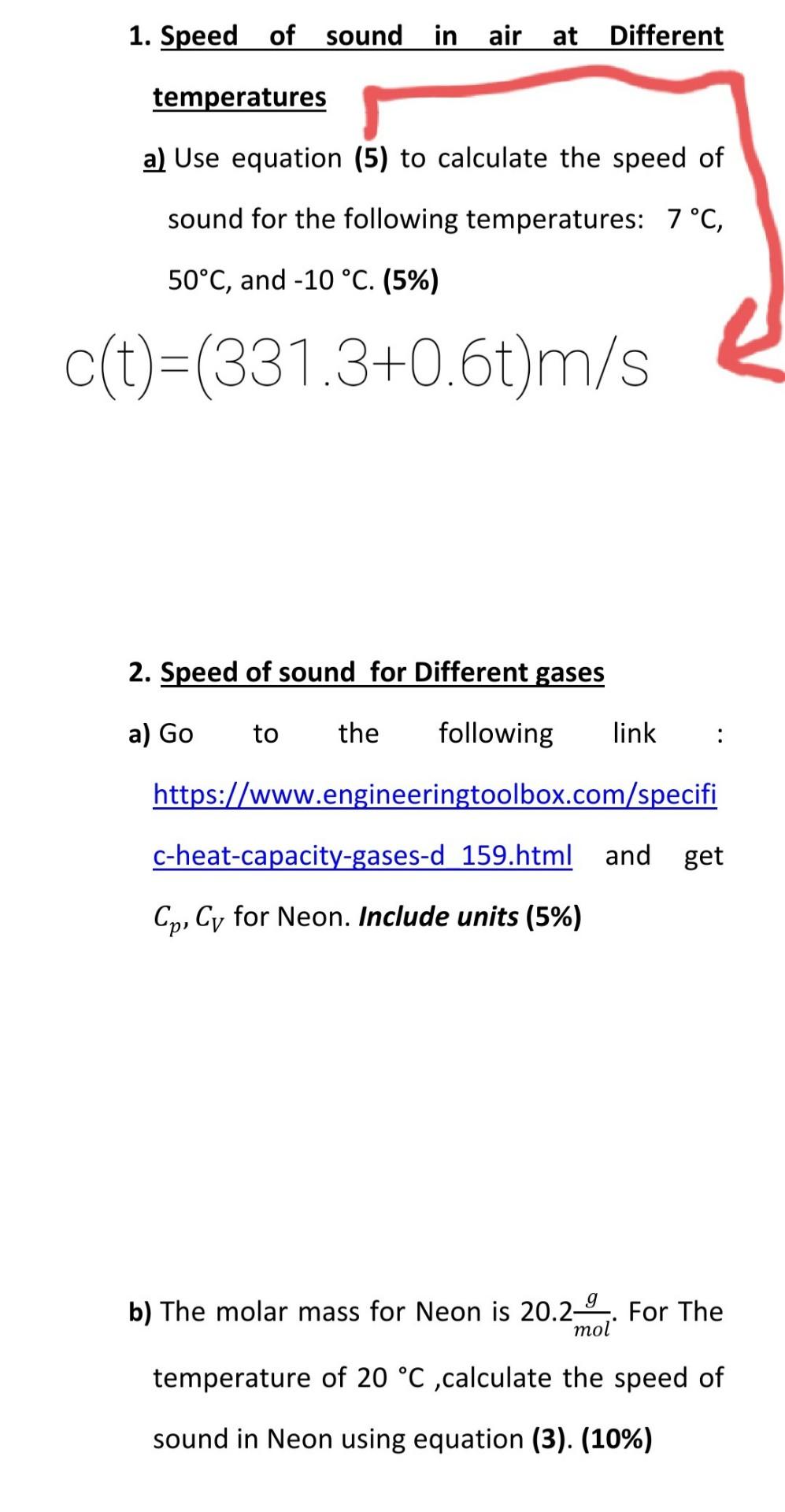 Solved 1. Speed of sound in air at Different temperatures a) | Chegg.com