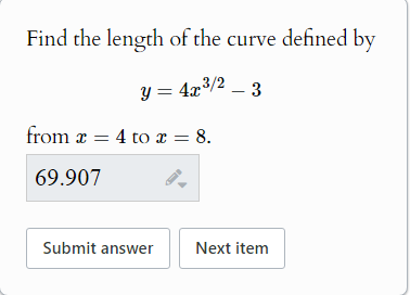 Solved Find the length of the curve defined byy=4x32-3from | Chegg.com