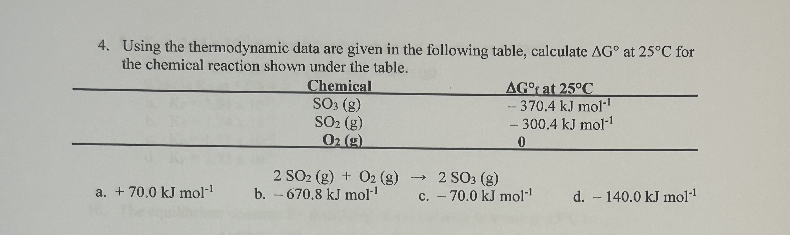 Solved Using the thermodynamic data are given in the | Chegg.com