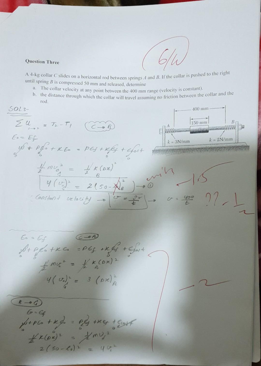 Solved A 4-kg collar C slides on a horizontal rod between | Chegg.com
