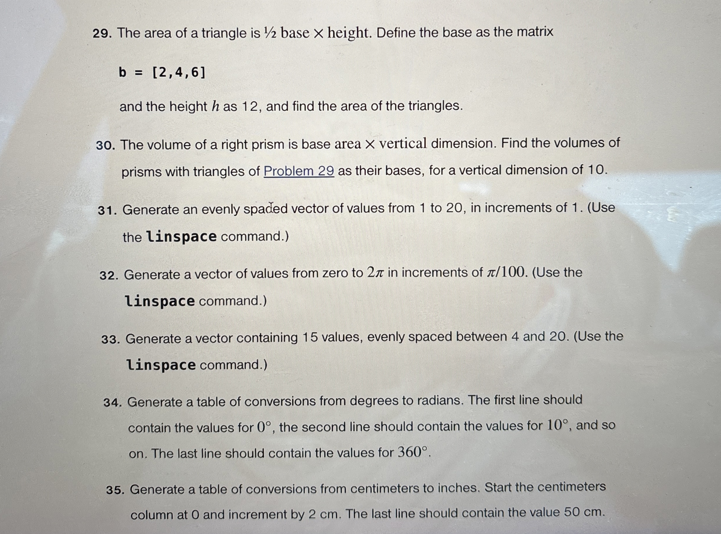 Solved Creat a MATLAB code The following calculations | Chegg.com