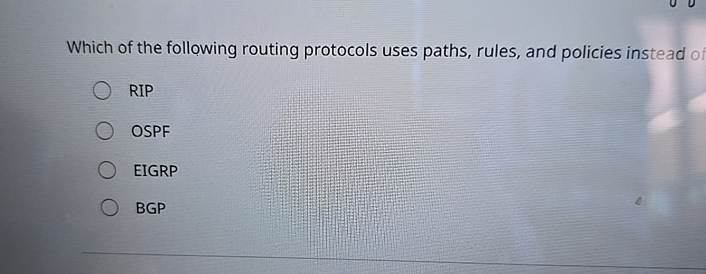 Solved Which of the following routing protocols uses paths, | Chegg.com