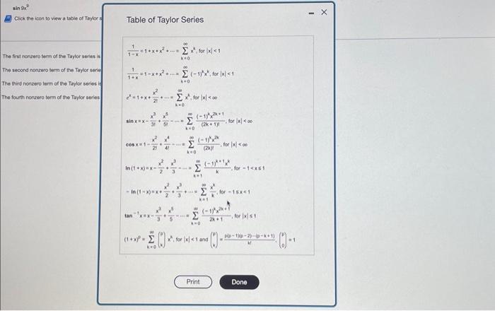Solved Use the Taylor series shown in the table to find the | Chegg.com