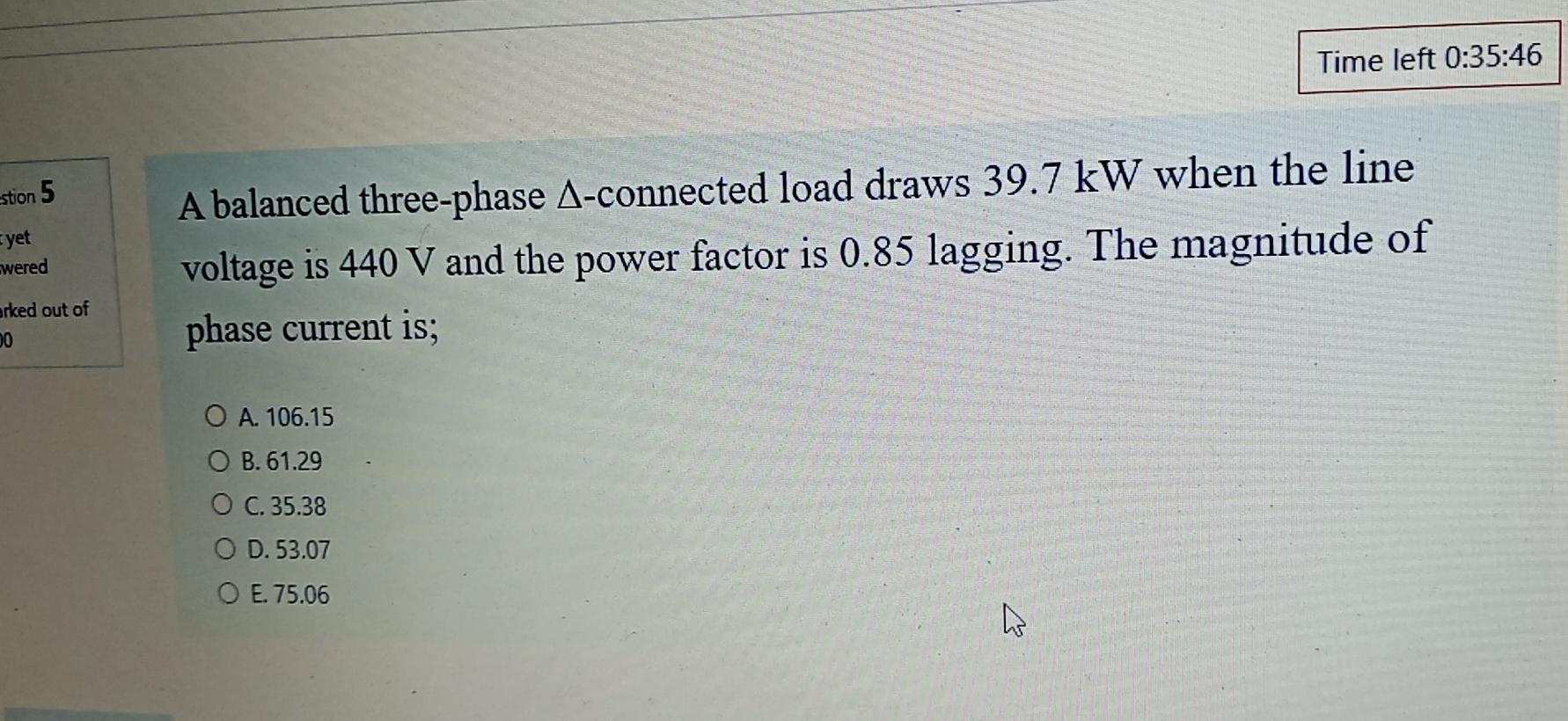 Solved Time left 0:35:46 estion 5 yet wered A balanced | Chegg.com Solved Time left 0:35:46 estion 5 yet wered A balanced | Chegg.com