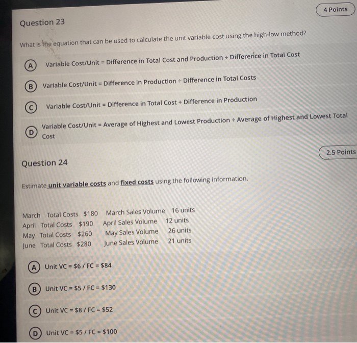 Solved 4 Points Question 23 What is the equation that can be | Chegg.com