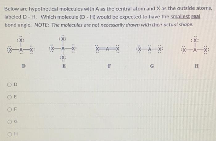 Solved Below are hypothetical molecules with A as the | Chegg.com