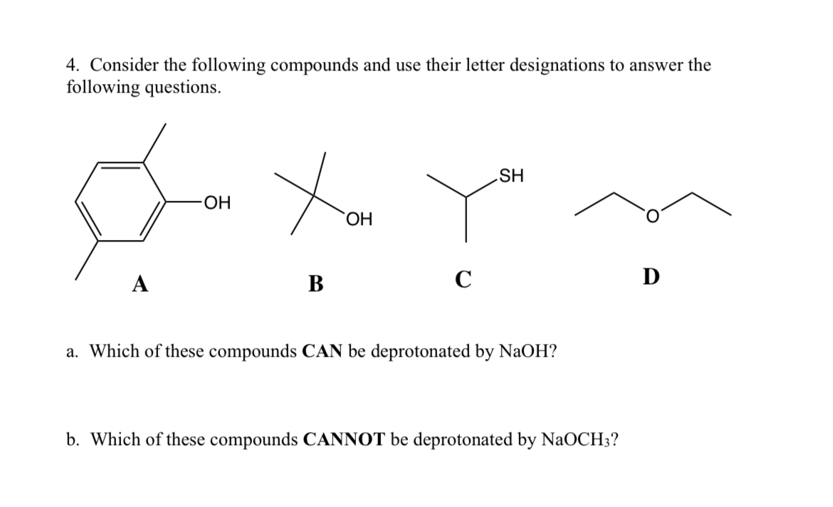 Solved Consider the following compounds and use their letter | Chegg.com