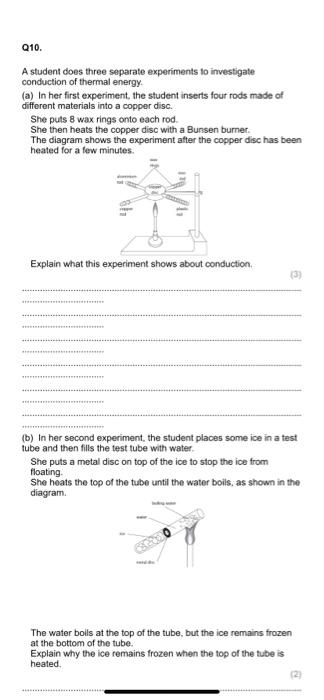 Q10. A student does three separate experiments to | Chegg.com
