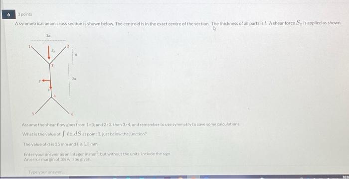 Solved 6 3 points Asymmetrical beam cross section is shown | Chegg.com